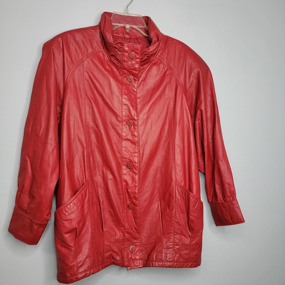 Vintage | Jackets & Coats | M Pelle New York Milan Red Leather Bomber ...